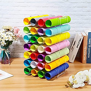 28 Holes Vinyl Storage Organizer, Acrylic Vinyl Roll Holder Vinyl Sheet Storage Rack Display Stand for Craft Room, Transparent and Lightweight, Compatible with 2-Inch Vinyl Roll - Clear Acrylic