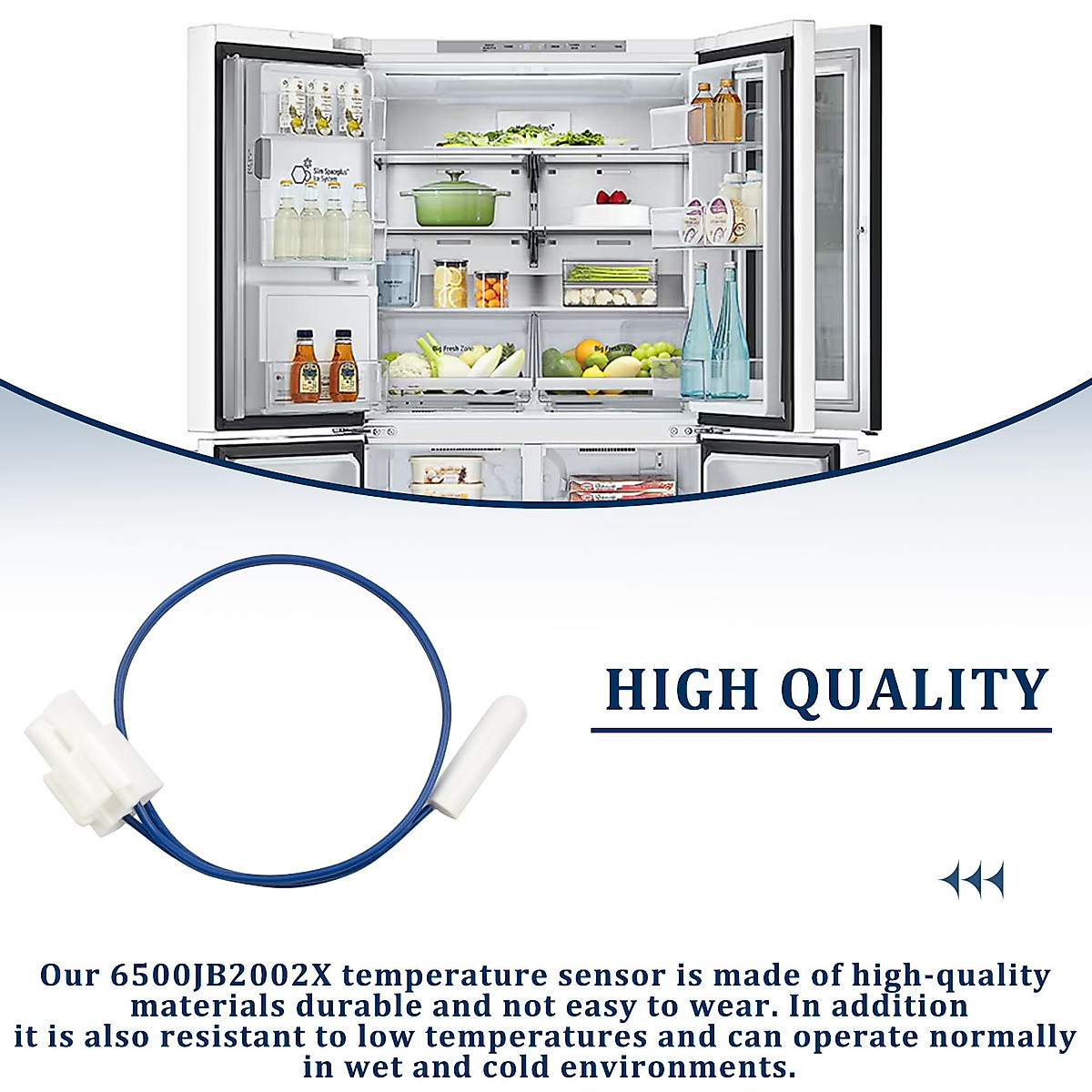 6500JB2002X Refrigerator Temperature Sensor Fits for LG, Replaces AP5594347 PS3636270 6500JB2002P 2651043 AH3636270 EA3636270, Refrigerator Thermistor for LG LFX25960SB LFX25960ST LFX25960SW