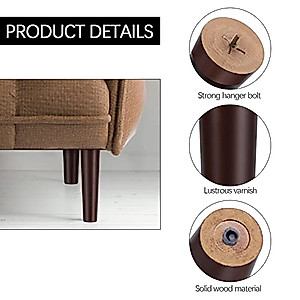 TURSTIN 8 Pieces Furniture Legs 10 Inches Round Solid Wood Furniture Feet Couch Legs Sofa Legs Replacement Legs for Armchair, Cabinet, Chair, Dresser or Home DIY Projects, Brown