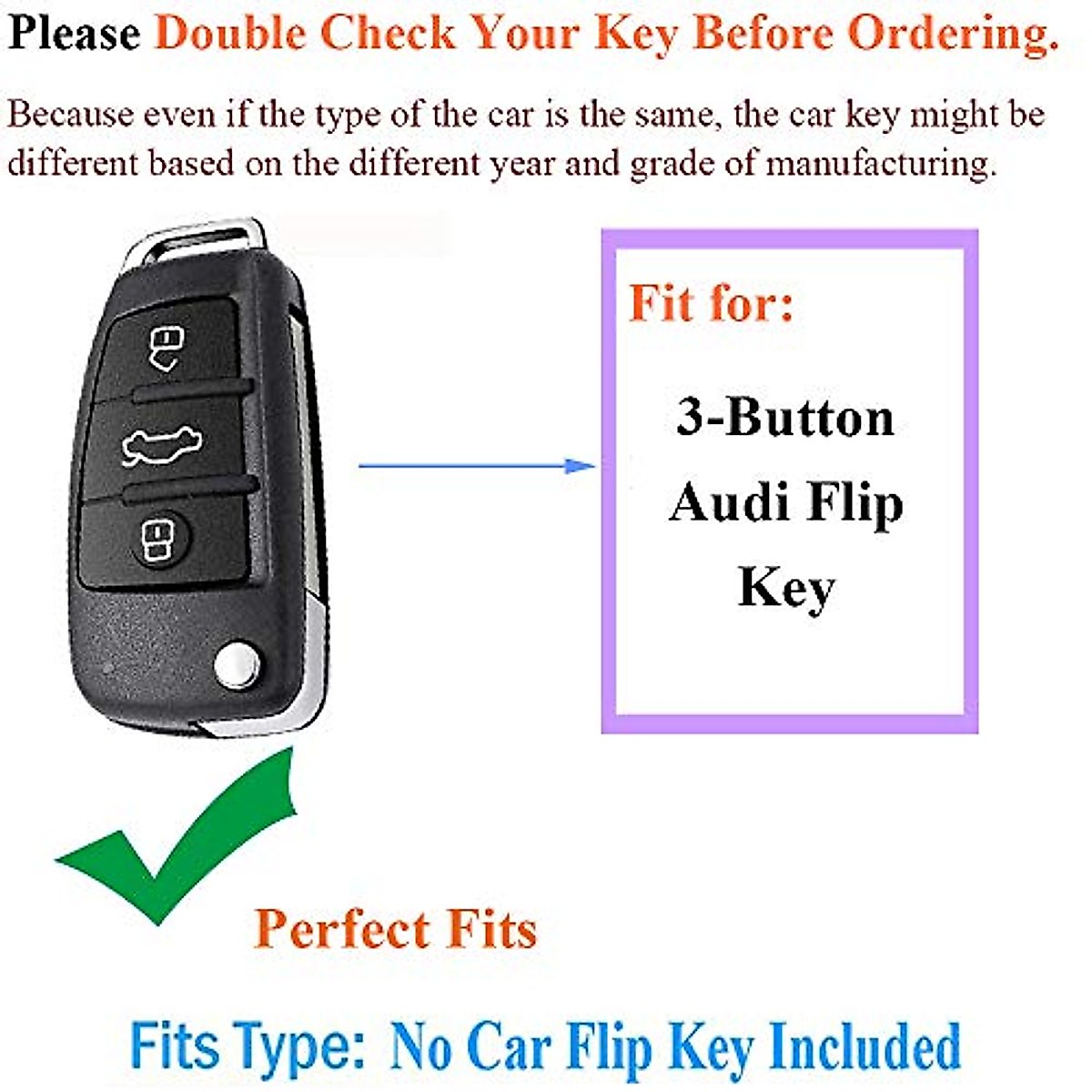 SANRILY Flip Key Cover Case for Audi A3 A6 Q3 Q7 Keyless Entry Key Holder Stylish ABS + Soft Silicone Appearance Key Protector Shell with Keychain Blue
