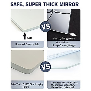 quegau Kids Safety Shatterproof Mirror for Wall,Full Length Mirror Wall Mounted,Made of Unbreakable Acrylic Non-Glass,Extra Thick 1/8",1Pcs 8"x8",Bedroom Door Closet Mirror