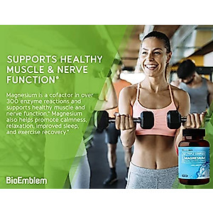 BioEmblem Triple Magnesium Complex | 300mg of Magnesium Glycinate, Malate, & Citrate for Muscles, Sleep, Calm, & Energy | High Absorption | Vegan, Non-GMO | 90 Capsules