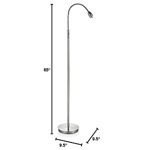 daylight24 402071-15, FOCUS Adjustable Beam LED Floor Lamp, Nickel