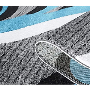 GLORY RUGS Modern 8x10 Area Rug Bedroom & Living Room Carpet with Swirls in Turkaz Grey | Contemporary Dining Accent Sevilla Collection 4817A