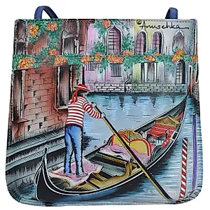 Anuschka Women's Hand Painted Slim Crossbody With Front Zip - Venetian Story