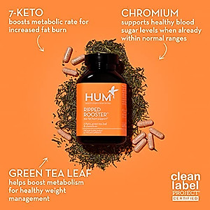HUM Ripped Rooster - Natural Green Tea Fat Burner Supplement to Boost Metabolism & Control Cravings - 7 Keto DHEA + Chromium Polynicotinate to Support a Healthy Diet & Weight Management (60 Capsules)