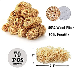 70 PCS Natural Fire Starter for BBQ Grill Fireplace Wood Stove Camp Fire Pit, Non Toxic Grill Charcoal Starter Cubes, Quick Light Camping Fire Lighter, Super Fast Lighting