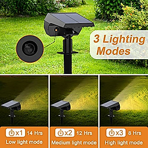 WELALO Solar Spot Lights Outdoor, [10 Pack/52 LED/3 Modes] 2-in-1 Solar Landscape Spotlights, Solar Powered Security Lights, IP65 Waterproof Wall Lights for Walkway Yard Garden Driveway(Warm White)