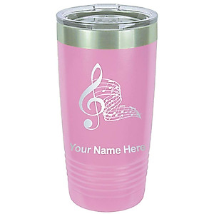 LaserGram 20oz Vacuum Insulated Tumbler Mug, Musical Notes, Personalized Engraving Included (Light Purple)