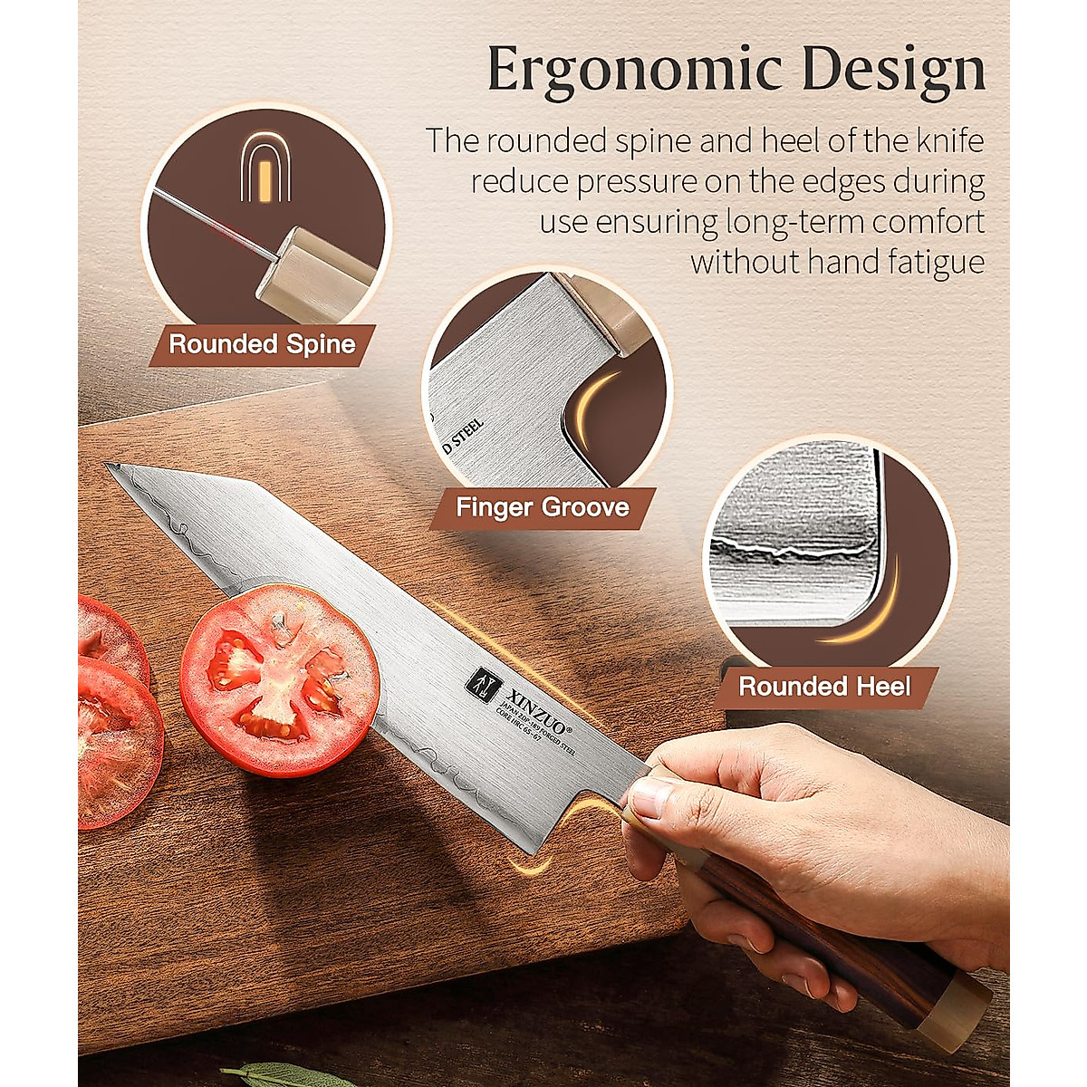 XINZUO 8 Inches Japanese Kiritsuke Chef Knife, Super ZDP-189 Steel Knife, Professional Cooking Knife for Chefs&Home, 67HRC, Ergonomic Octagonal Handle with Desert Ironwood