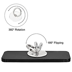 uxcell Transparent Phone Ring Holders, Diamond Clear Finger Grip Stand for Phone, Case, Tablet (Round Shape), 2Pcs