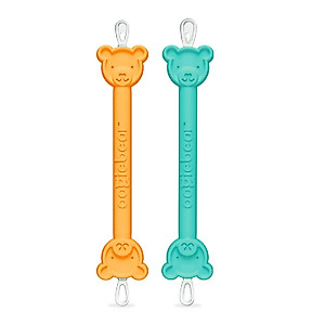 oogiebear - Nose and Ear Gadget. Safe, Easy Nasal Booger and Ear Cleaner for Newborns and Infants. Dual Earwax and Snot Remover - 2 Pack with Case - Orange and Seafoam