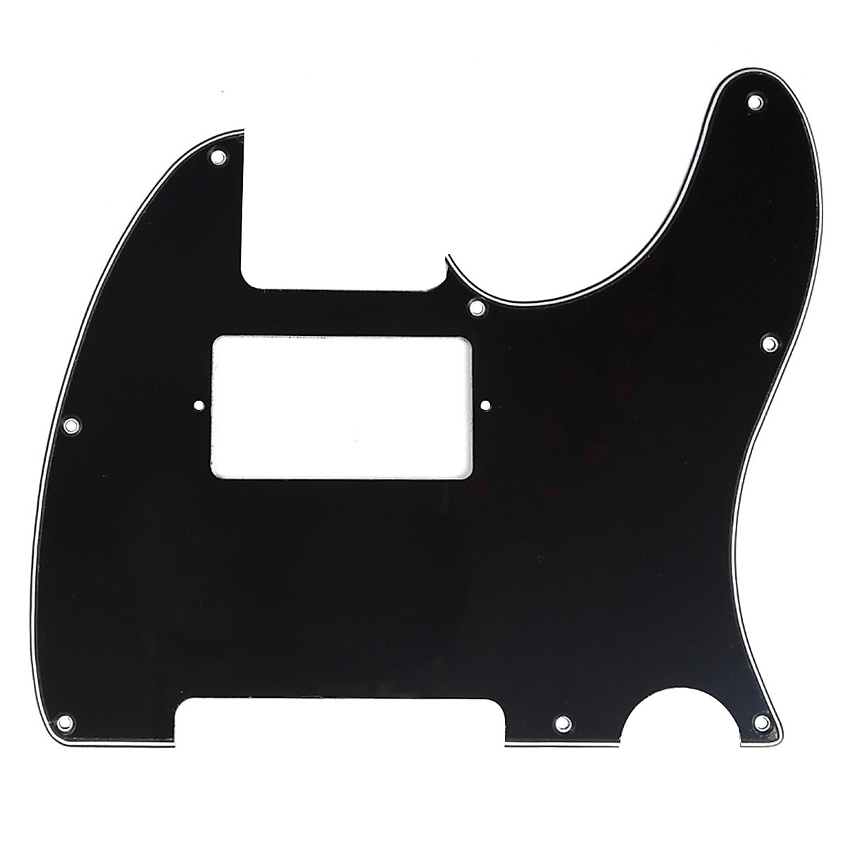 Musiclily 8 Hole Humbucker Tele Pickguard HH Scratch Plate for Fender American/Mexican Standard Telecaster Modern Style Electric Guitar, 3 Ply Black