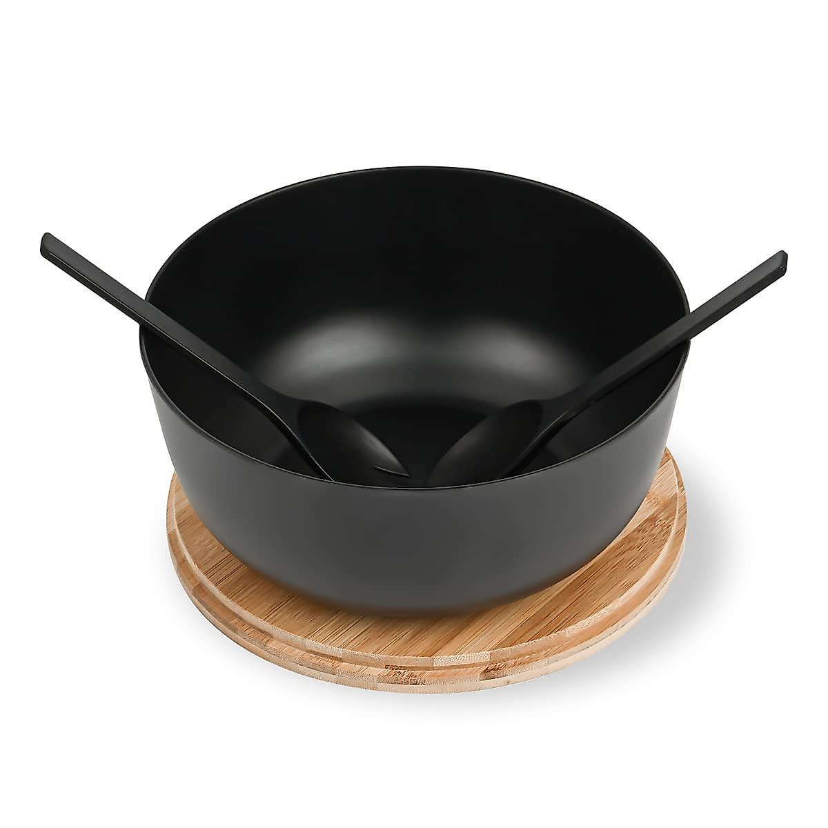 LOVYANXUE Salad Bowl with Lid, 9.8" Large Salad Bowl Set with Lid Spoon Fork, Natural Bamboo Fiber Salad Bowl and 4 small Bowls for Salad, Fruits, Vegetables, Pasta, Popcorn