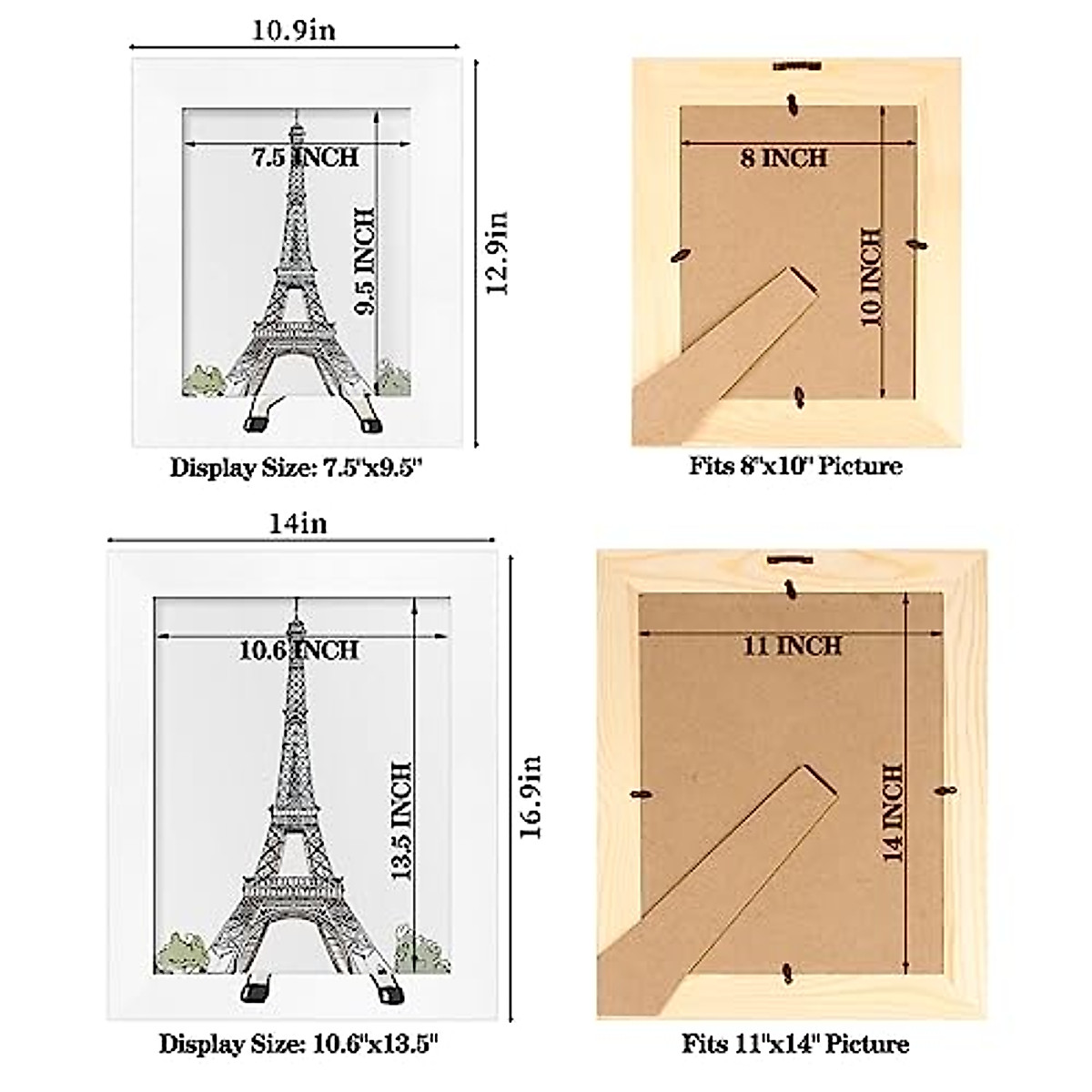 POFATO Animal Dabbing Unicorn 8x10 Picture Frame Wood Photo Frame for Tabletop Display Wall Mount Picture Frame Display 8 x 10 Inch Photo Wall Decor Home Gift Frames