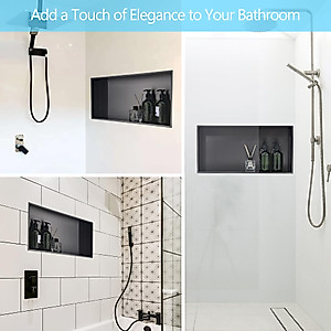 Dorzom Shower Niche 12 x 24, Stainless Steel Shower Niche Shelf No Tile Needed Recessed Shower Niche for Bathroom Storage Bathroom Niche Shelf for Shower Wall, Black