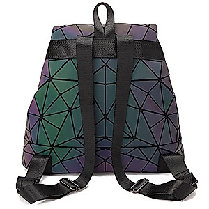Lieseh Women's Geometric Holographic Glow Backpack Party Style Picks