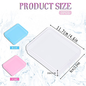 3 pieces Portable Travel Cotton Pad Holder,Bathroom Vanity Countertop Storage Organizer,Cotton Ball Holder Dispenser,Cosmetic Sponge Storage Box for Cotton Rounds, Swabs, Floss(Blue+Pink+Transparent)