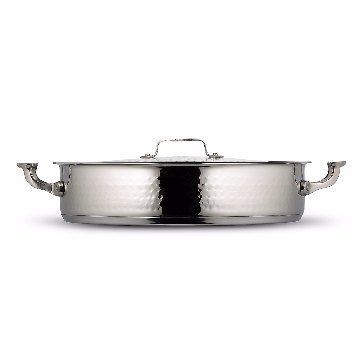 Bon Chef 60032HF Stainless Steel Induction Bottom Cucina Pot with Cover, Hammered Finish, 9 Quart Capacity, 14-5/8" Diameter x 3-5/8" Height