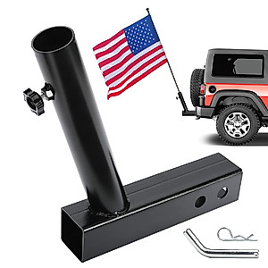 DenForste Hitch Flag Pole Holder - Flagpole Hitch Mount Universal Fit for Trailer Truck Jeep RV Pickup - Angled Flag Pole Holder Compatible with 2 inch Hitch Receivers