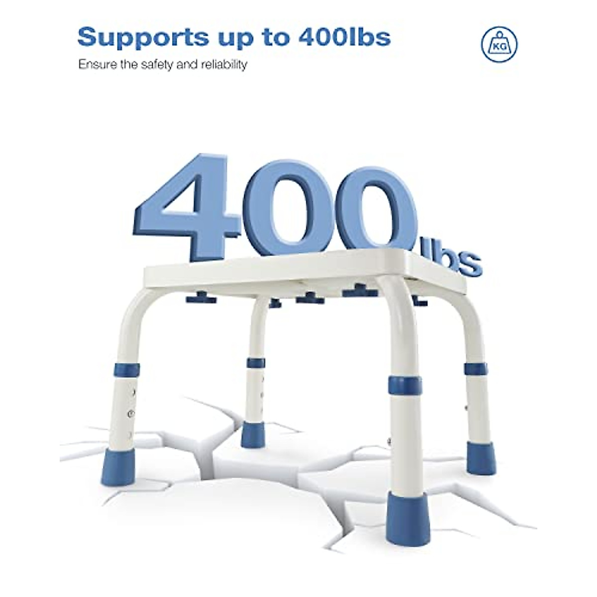 GreenChief Metal Step Stool for Adults Elderly, Bedside Stool Small Foot Stool Kitchen Step Stool Bathroom Stepping Stool, Adjustable Height & Heavy Duty & Non-Slip & Sturdy Standing Assist (400 LB)