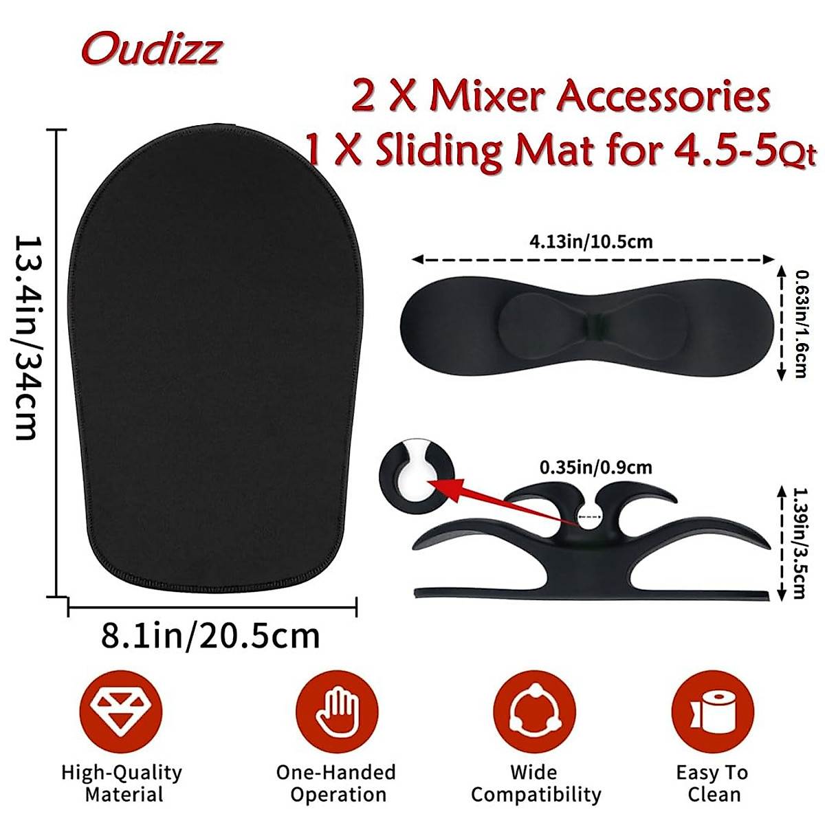 Sliding Mats for Kitchen aid Head Stand Mixer with 2 Black Kitchen Accessories,Mixer Mover Slider Mat Pad for Kitchenaid 4.5-5 Qt Tilt-Head Stand,Kitchen aid Mixers Accessories