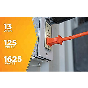 Woods Light Duty Extension Cord, 50Ft, 16 Gauge, General Purpose Cord, SJTW, Orange, 0723