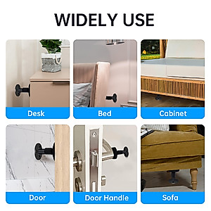 LveSunny 4PCS Headboard Stoppers, Black Adjustable Bed Frame Anti-Shake Tool, Bed Stabilizer, for Wall, Beds, Sofas, No Creaking, Protect The Wall from Banging, Easy to Install (1.18-2.17in) (Medium)