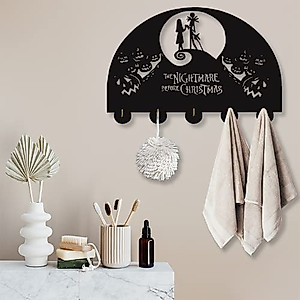 The Nightmare Before Christmas Key Hooks-Wall Hooks Heavy Duty 20LB(Max),Wall Décor,Wood Coat Hooks, Key Holder,Key Hanger for Wall、Entryway and Kitchen