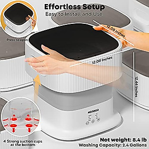 Mojoco Foldable Washing Machine - Portable Washing Machine for Baby/Girls Clothes/Socks/Underwear/Towels - Collapsible Mini Washer - Automatic Energy Efficient Laundry Machine with Blue Light