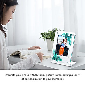 Tabletop Picture Frame, Simple Cleaning Picture Frame, Stable and Sturdy Placement, Custom Clear Acrylic for Movie Tickets (Monstera Leaves)