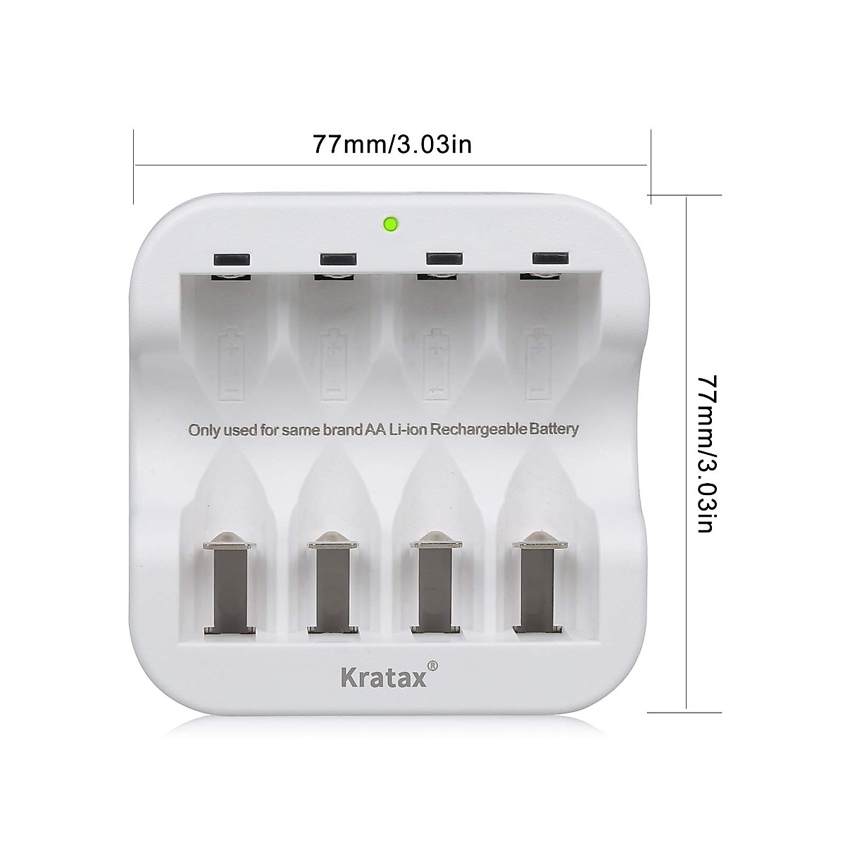 AA AAA Battery Charger Kratax 4-Bay Battery Charger Only for 1.5V Constant Voltage Output AA and AAA Rechargeable Lithium Batteries (Only Charger)