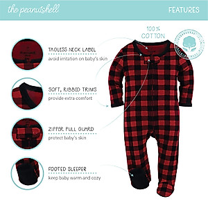 The Peanutshell Baby Sleepers for Boys or Girls Set of 3-6-9 Months Baby Boy and Girl Clothes, Soft Cotton Unisex Footed Pajamas, Newborns & Infants Clothes Gift Set - Buffalo Moose