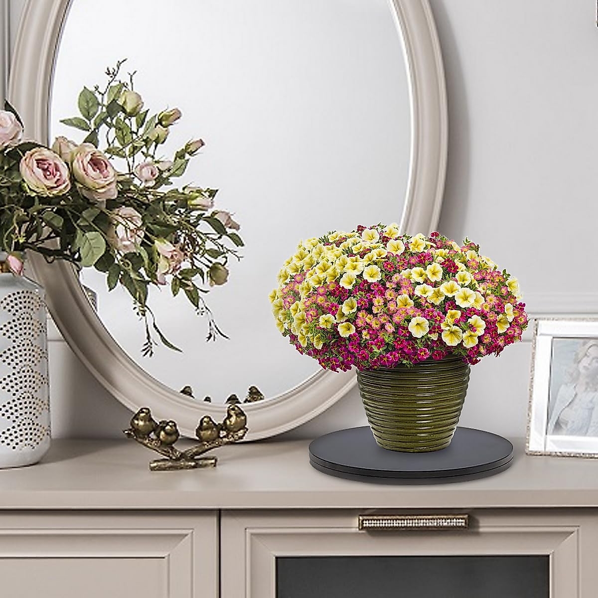 Meiwlong 3.9 Inch Lazy Susan Swivel Plastic Turntable Rotating Heavy Duty Stand for Organizer Bins Potted Plants Spice Cabinets Crafts Table Lamps Model Base Window Display