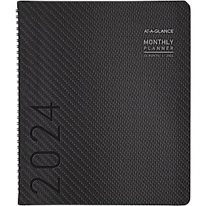 AT-A-GLANCE 2024 Monthly Planner, 9” x 11”, Large, Monthly Tabs, Pocket, Contemporary, Charcoal (70260X4524)