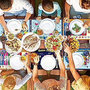 4 Pieces Educational Preschool Placemats for Toddlers and Kids, Non Slip Washable Reusable Learning Placemats for Nursery Homeschool Kindergarten Classroom Supplies (Map, Human Body, Solar System)