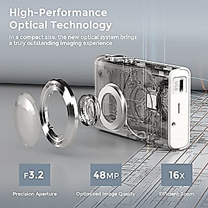 Animdreti Digital Camera Auto Focus 2.7K Vlogging Camera HD 48MP 16X Digital Zoom Camera with 32G Memory Card 2 Batteries YouTube Portable Mini Compact Camera for Kids Teens Adult Beginner