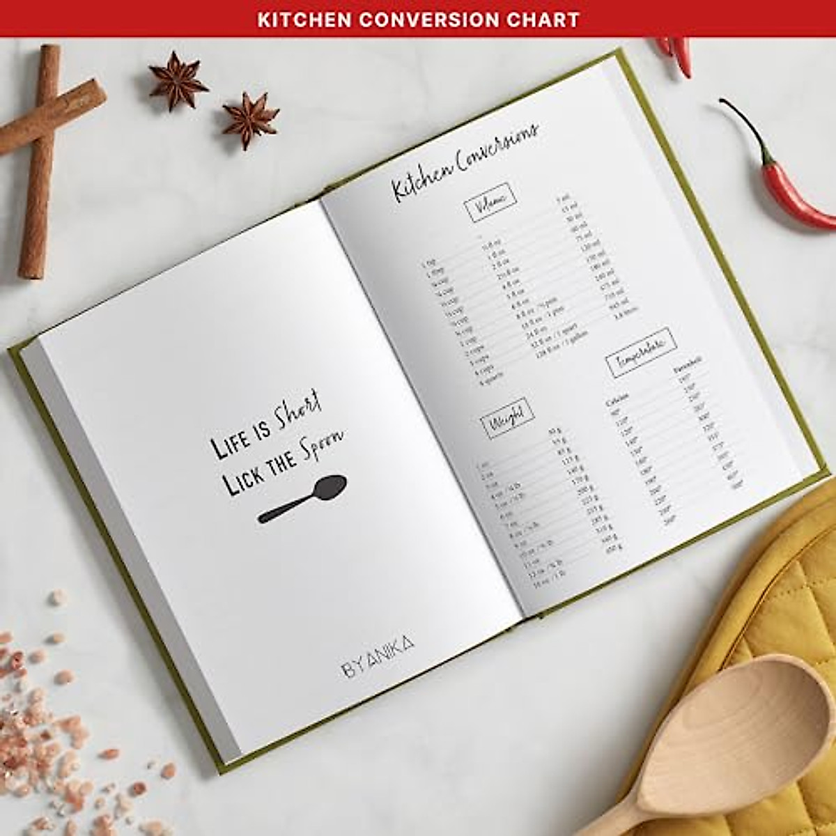 BYANIKA Blank Recipe Book To Write In Your Own Recipes Hardcover Personal Recipe Journal Notebook My Family Cookbook Make Your Own Recipe Diary Organizer Cooking Gifts (Olive Green)