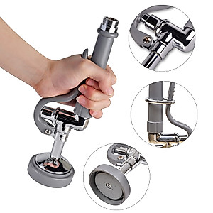 MSTJRY Commercial Sink Sprayer Pre Rinse Sprayer Valve with Handle Grip Assembly,1.42 GPM High Pressured Commercial Dish Sprayer for Replacement Kit of Commercial Faucet, Polished Chrome （Gray）