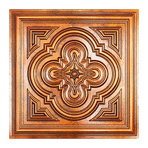 PAINTSDECOR Suspended Ceiling Tiles Farmhouse Tin Ceiling Tiles for Cafe Club Salon Hotel Store Bar 2'x2' PL36 Archaic Copper 10pcs
