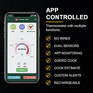Our M2 Meat Thermometer Digital – App Controlled Bluetooth Meat Thermometer – Meater Thermometer Wireless for Cooking – Stainless Steel Grill, Oven, Smoker, BBQ Thermometer