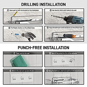 Temste Shower Caddy, Stainless Steel Bathroom Shower Organizer with Adhesive Hooks, Rustproof Shower Shelves for Inside Shower, Shower Storage for Bathroom, Shower Rack - 2 Pack