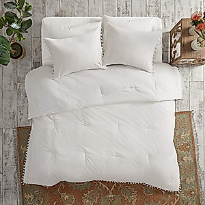 Madison Park Cozy Cotton Comforter Set Casual Modern Design All Season Bedding, Matching Shams, King/California King (104 in x 92 in), Lillian, Fringe Tassel Ivory