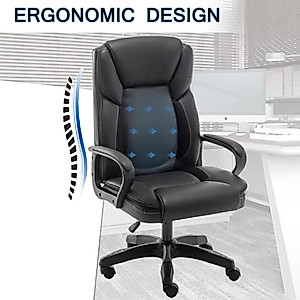 Executive Office Chair High Back Desk Chair Black Ergonomic Office Chair with Wheels and Arm Leather Chair Adjustable Swivel Chair for Adult Teens Computer Desk Chair