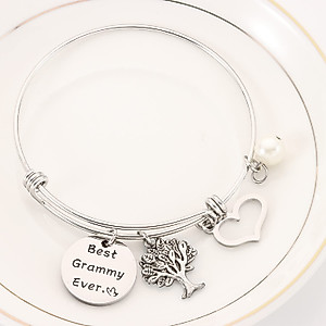 HUTIMY Grammy Bracelet Gifts for Grandma Grammy Jewerlry for Women Worlds Best Grammys Engraved Best Grammy Ever Bracelet