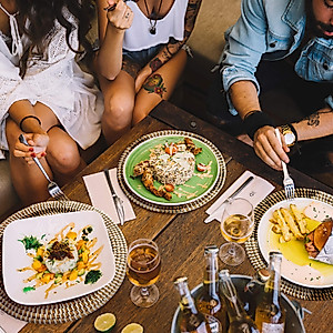 HNCmua Rattan Wall Decor - Boho Wall Hanging Decorative Plate - Woven Trivets Handmade Placemats for Dining Table - Rattan Trivets - Subtle Gifts for Friends (35cm/13.7in)