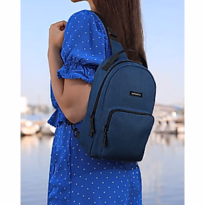WATERFLY Women's Crossbody Mini Bags: Small Sling backpack with Zipper Pocket Adjustable Strap (Blue)