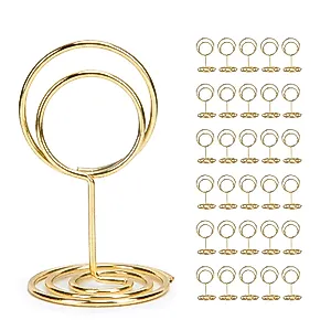 30 Pcs Mini Place Card Holders,Place Card Holders, Wire Picture Holders, Small Table Card Holders, Photo Holders for Centerpieces, Wedding Reception, Party, Birthday (Gold)