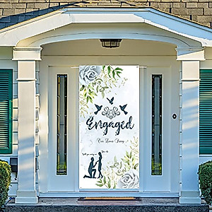Dill-Dall Engaged Door Cover Banner, Engaged Backdrop Banner, Engagement / Bridal Shower / Bride to Be / Bachelorette Party Decoration Supplies