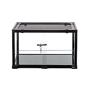 OIIBO Reptile Terrarium 25 Gallon, 2 in 1 Knock-Down Glass Reptile Tank 24" x 16" x 16", Sliding Front Doors Terrariums for Reptiles Bearded Dragon Lizard Gecko Snake Hamster Small Animals Etc